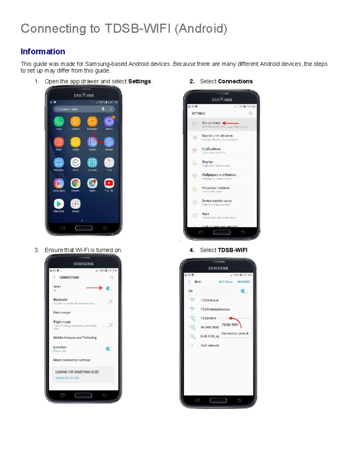 TDSB-WIFI Setup Guide for Android Devices - Studocu