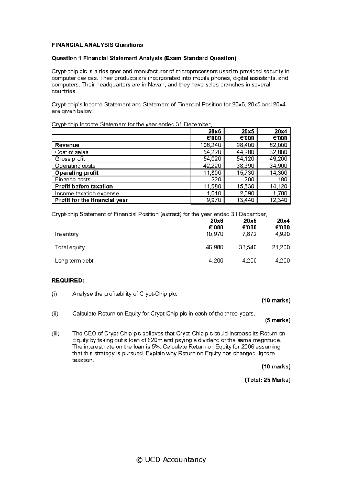 Financial Analysis Exam: Standard Questions & Solutions (ACC 10040 ...