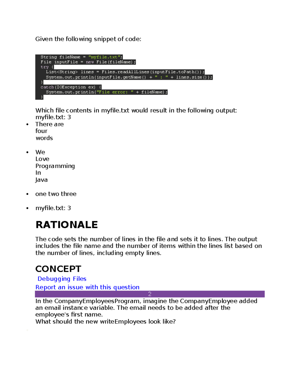 Sophia CS Quiz: Debugging, Classes, and Methods Concepts - Studocu