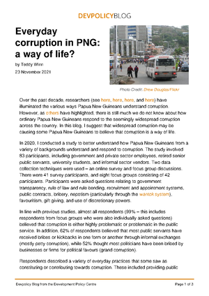 [Solved] Explain the world corruption in Pacific png in concrete main ...