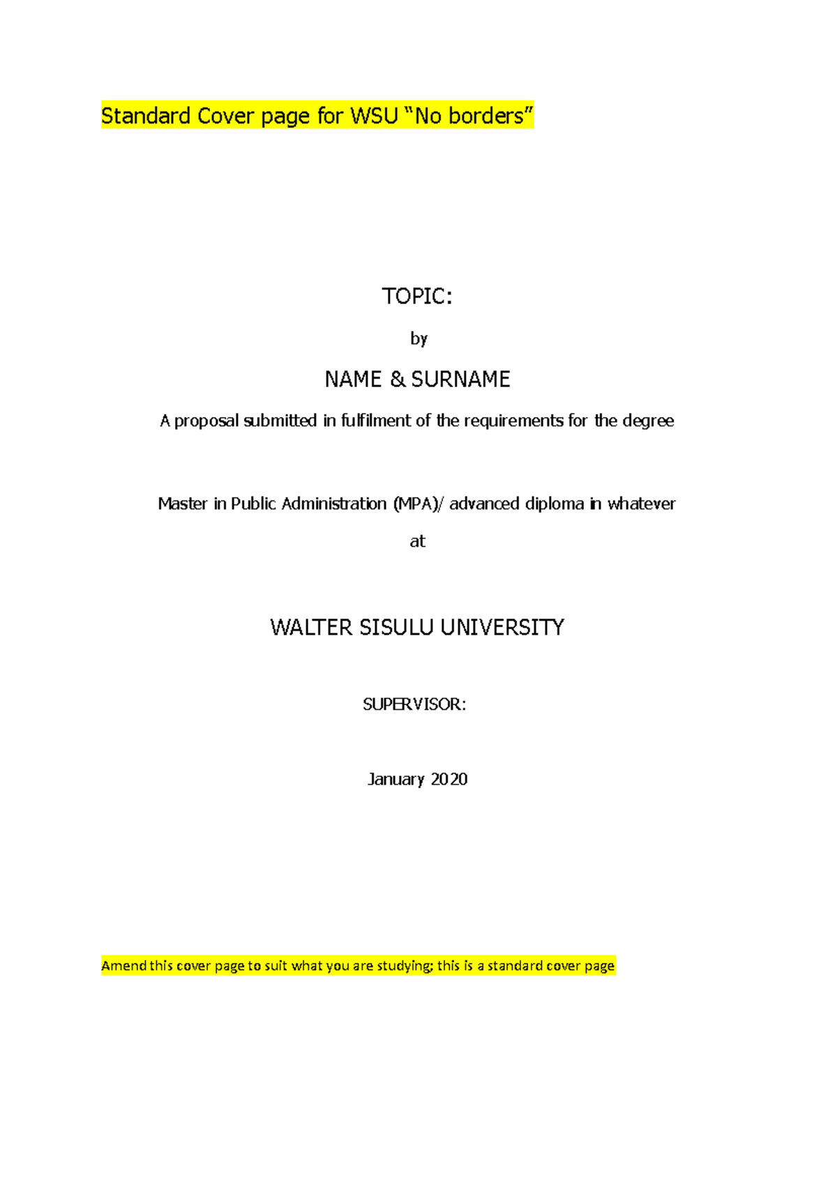 WSU MPA Research Proposal Writing Template and Guidelines - Studocu