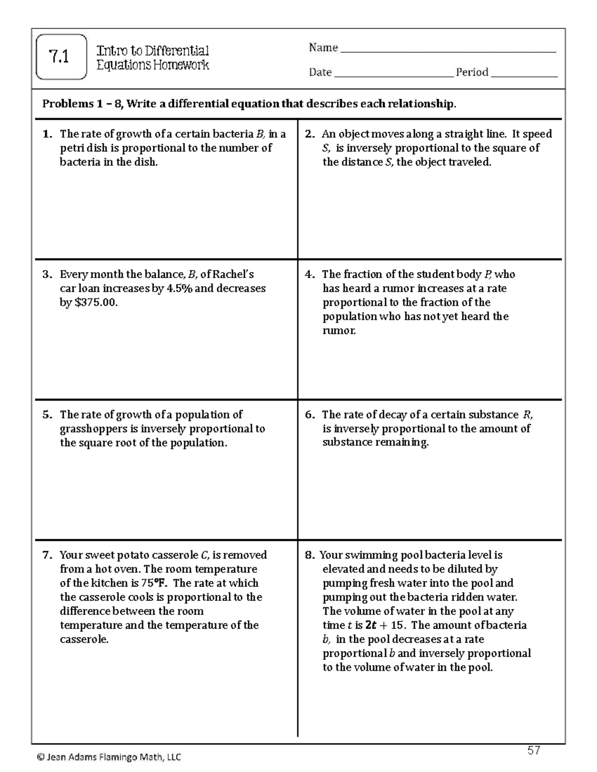 BC 7.1 Differential equations homework problems and solutions - Studocu