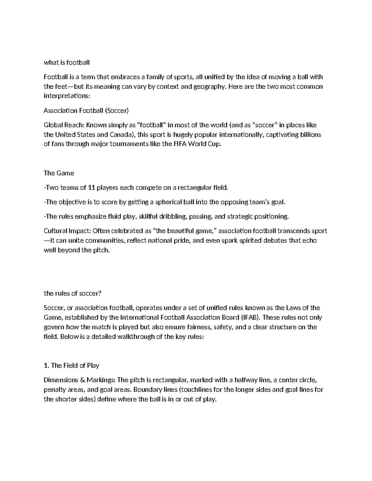 Football - Understanding the Game and Key Skills - Studocu