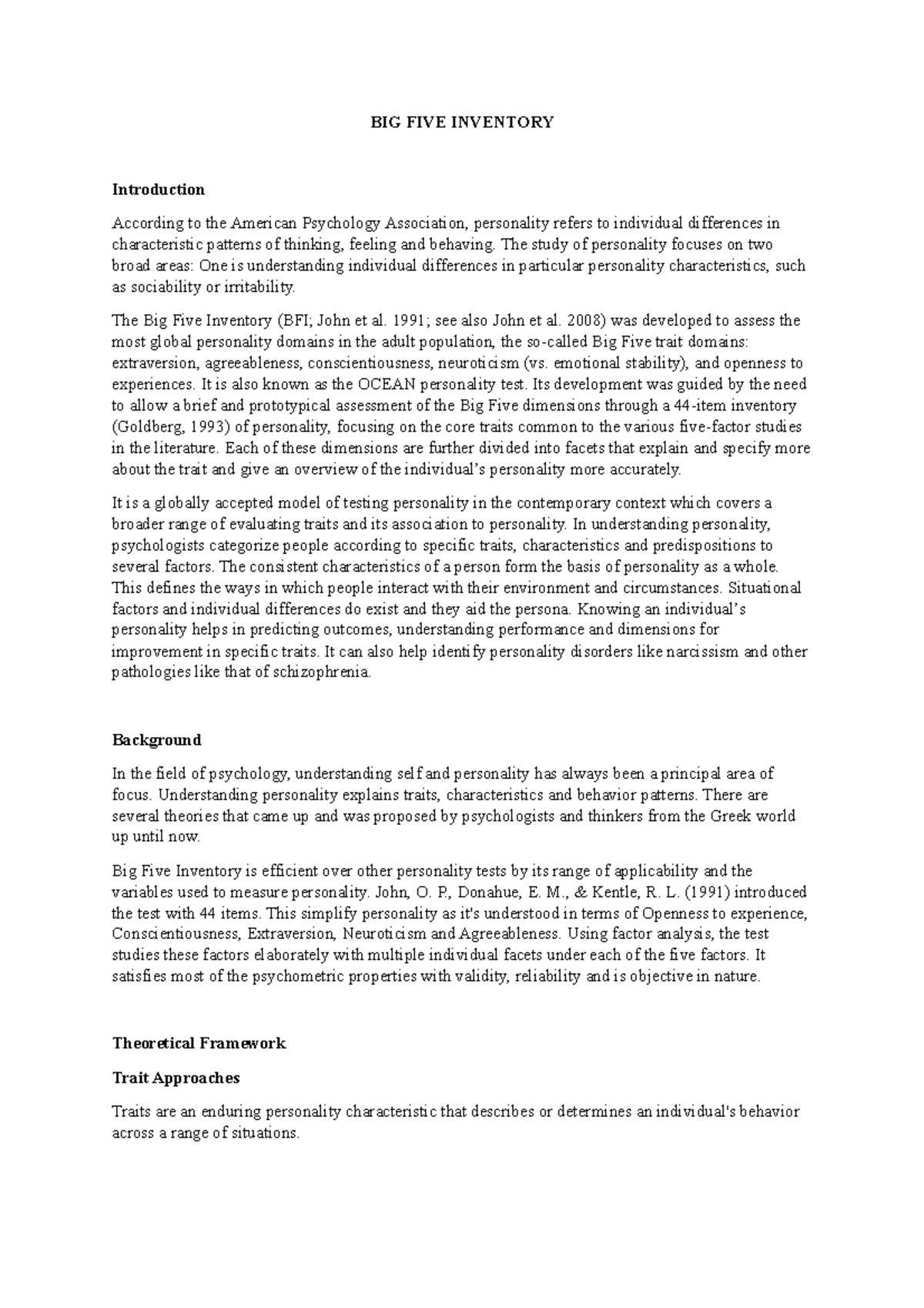 PGI Memory Scale Assessment: Overview and Analysis of Results - Studocu