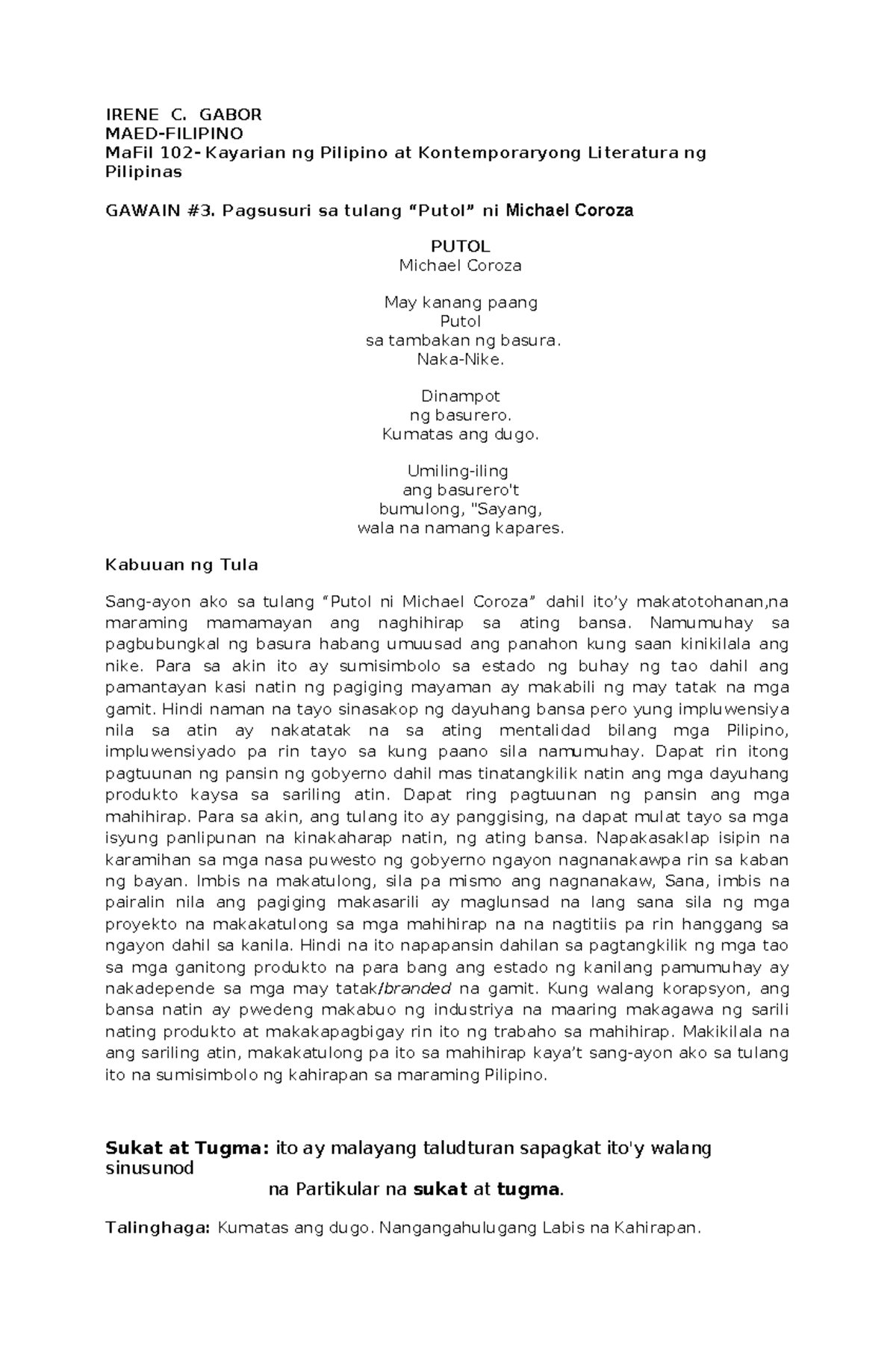 570097078 Gabor Irene Mafil 102 Gawain 3 Putol ni Michael Coroza ...