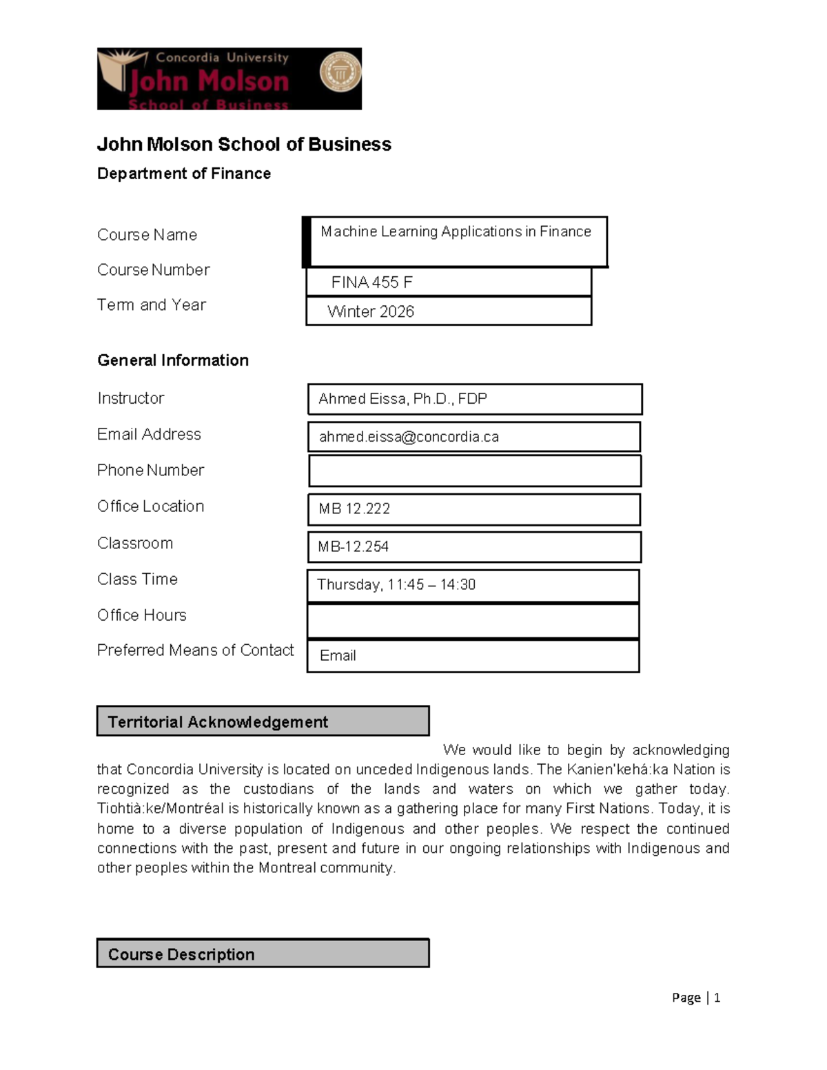 FINA 455 F Winter 2026: Machine Learning in Finance Overview - Studocu