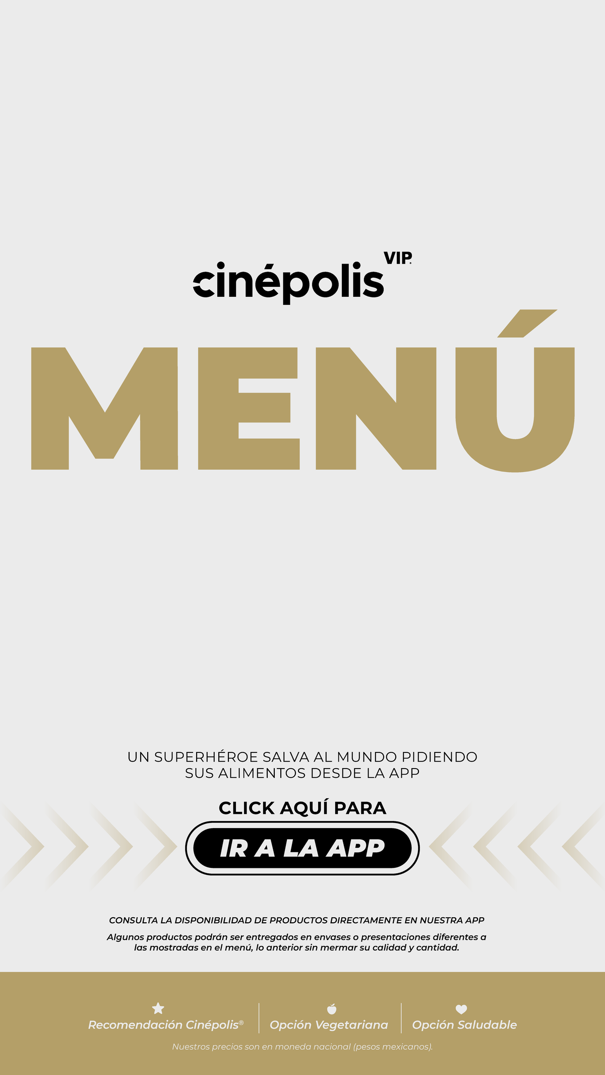 MENÚ VIP NACIONAL - Resumen de Comidas y Bebidas en Cinépolis - Studocu