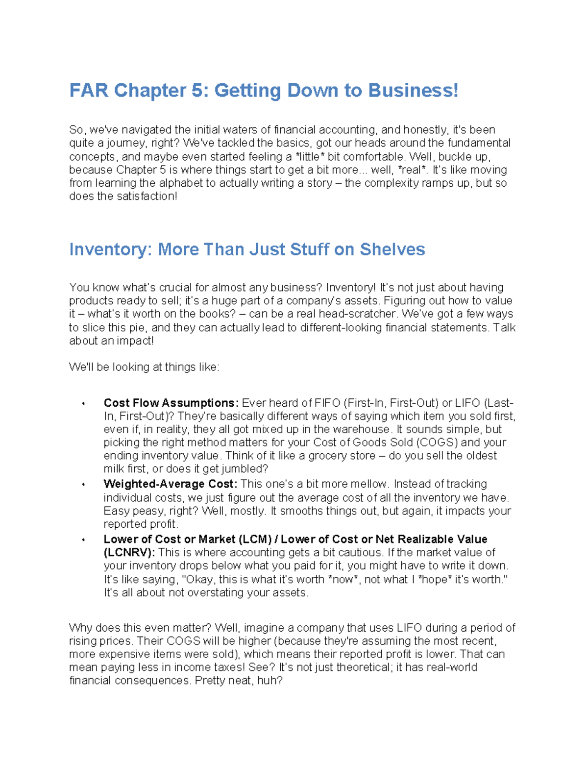 FAR Chapter 5: Inventory Valuation and Cost Flow Methods - Studocu