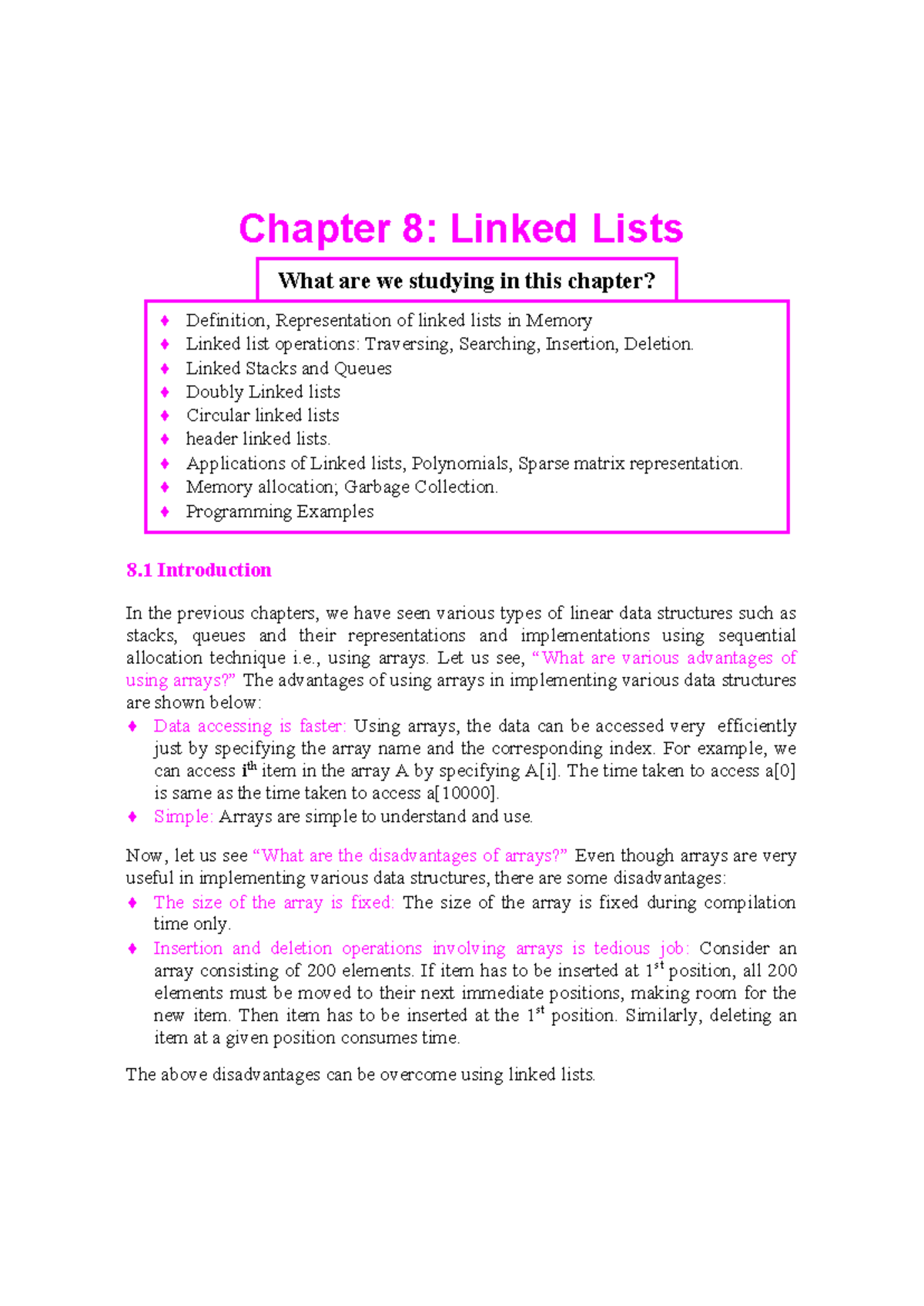 Chapter 8: Linked Lists - Definition, Operations, and Applications ...