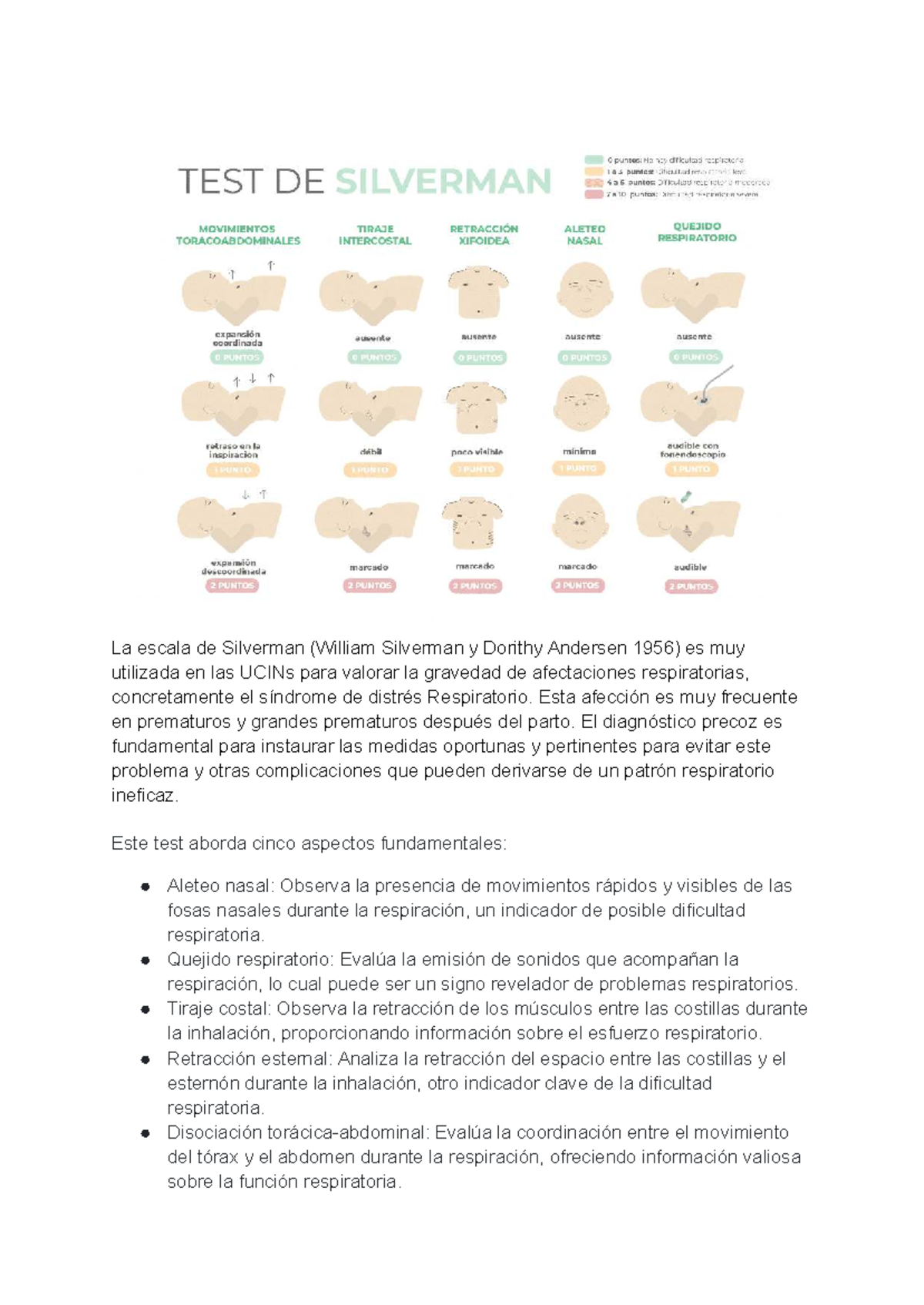 Test de Silverman-Andersen en UCIN: Evaluación Respiratoria - Studocu