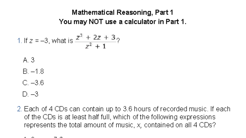 GED Practice Test 1: Mathematical Reasoning, Part 1 - Studocu