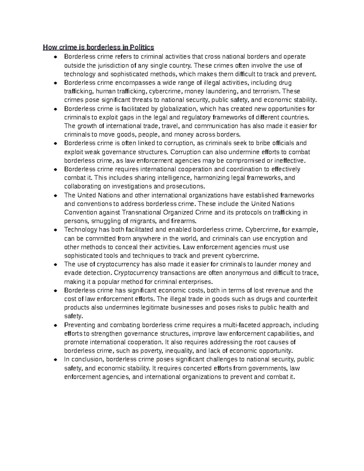 Borderless crime notes - How crime is borderless in Politics Borderless ...