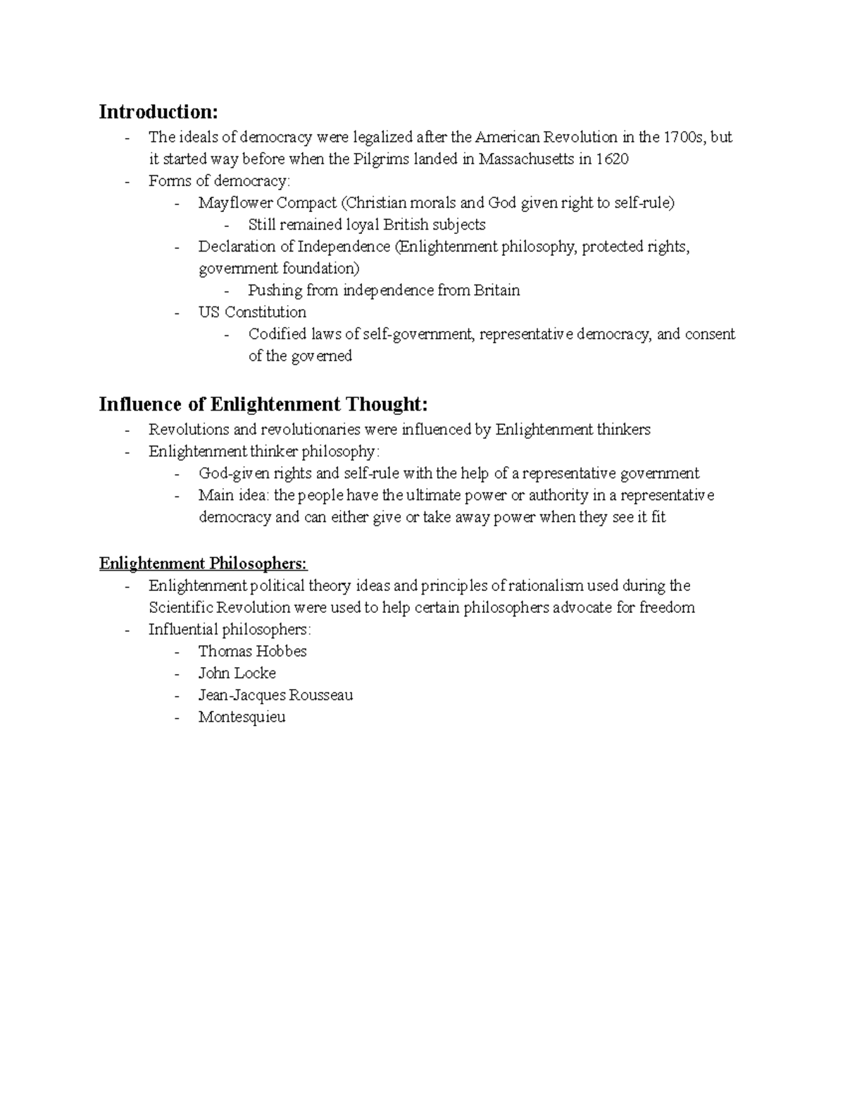 1.1 Ideals of Democracy: Influences and Foundations Notes - Studocu