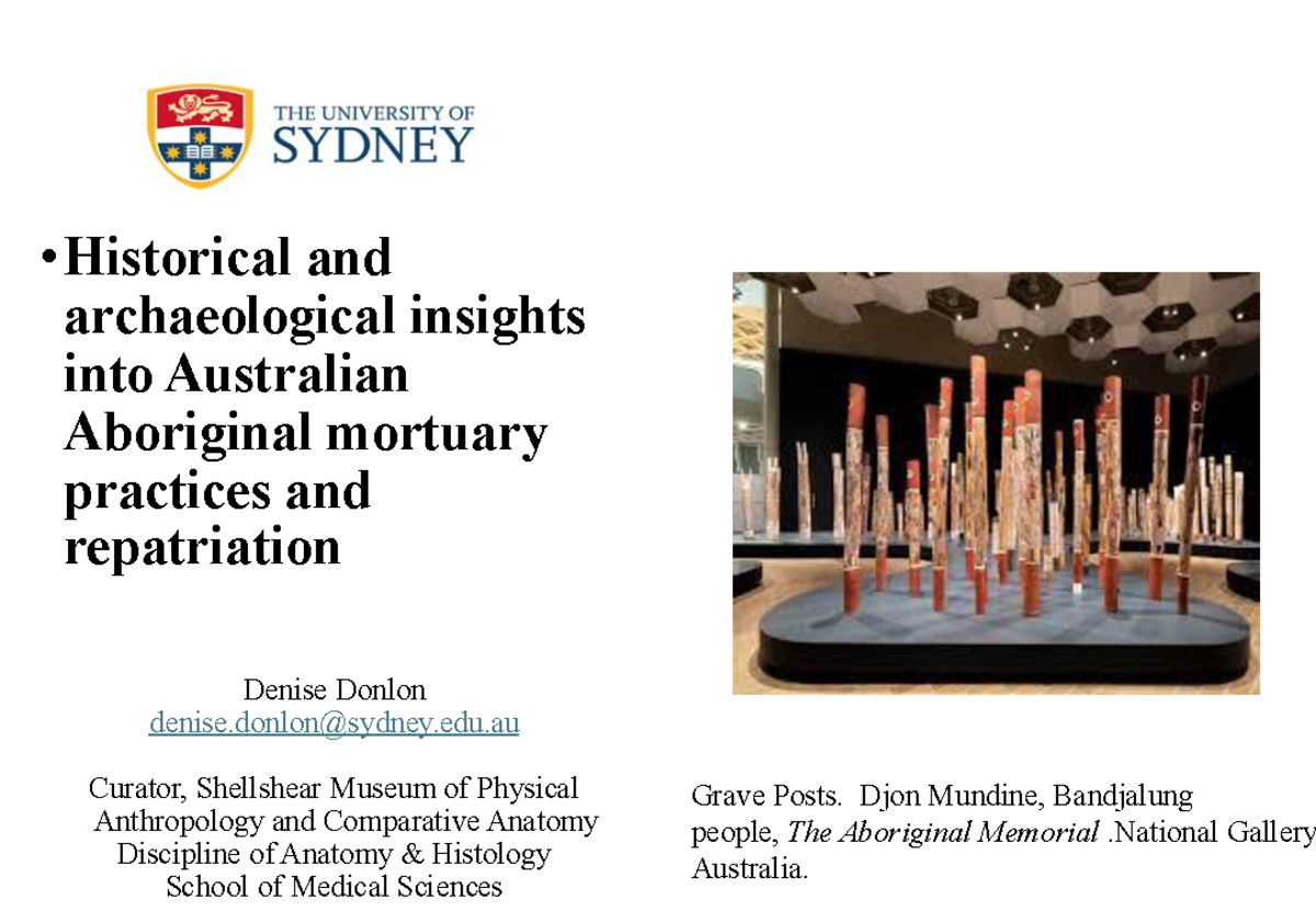 MEDS1002 Lecture: Insights into Aboriginal Mortuary Practices - Studocu