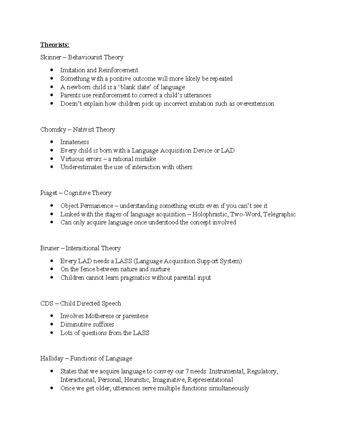 A Level English Language: Child Language Acquisition Notes - Studocu