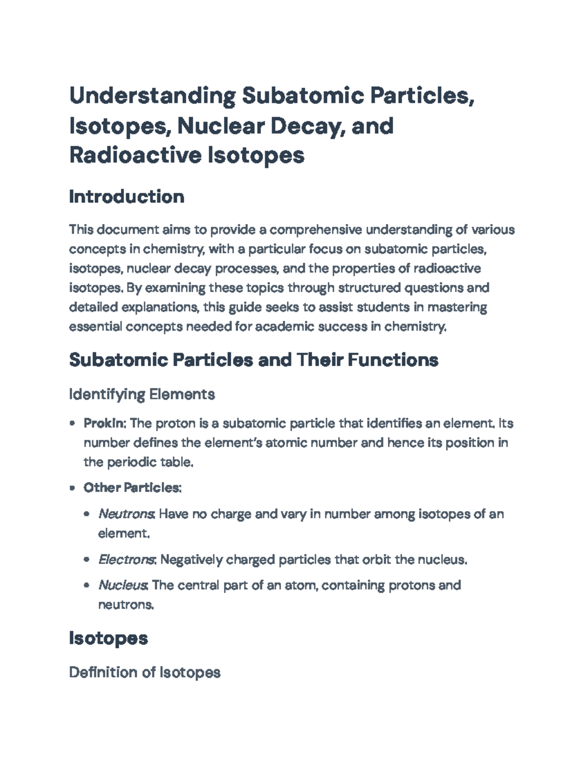 CHEM 101: Understanding Subatomic Particles, Isotopes & Nuclear Decay ...