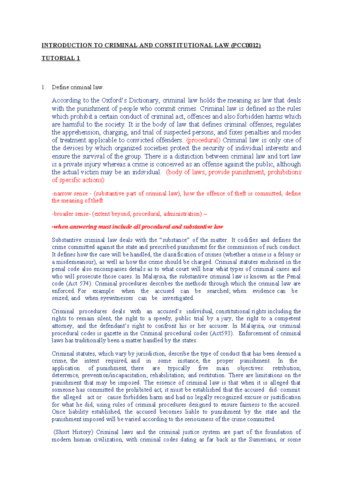 PCC0012: Intro to Criminal & Constitutional Law - Key Concepts ...