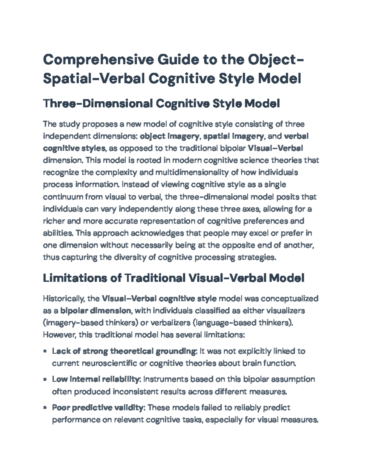 Comprehensive Overview of the OSIV Cognitive Style Model - Studocu