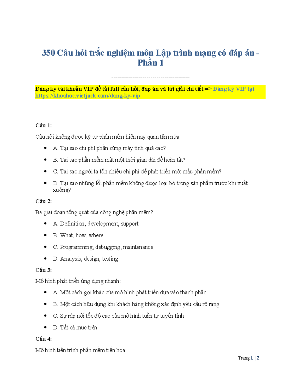 350-cau-hoi-trac-nghiem-mon-lap-trinh-mang-co-dap-an-phan-1 2025 04 12 - 350 Câu hỏi trắc nghiệm ...