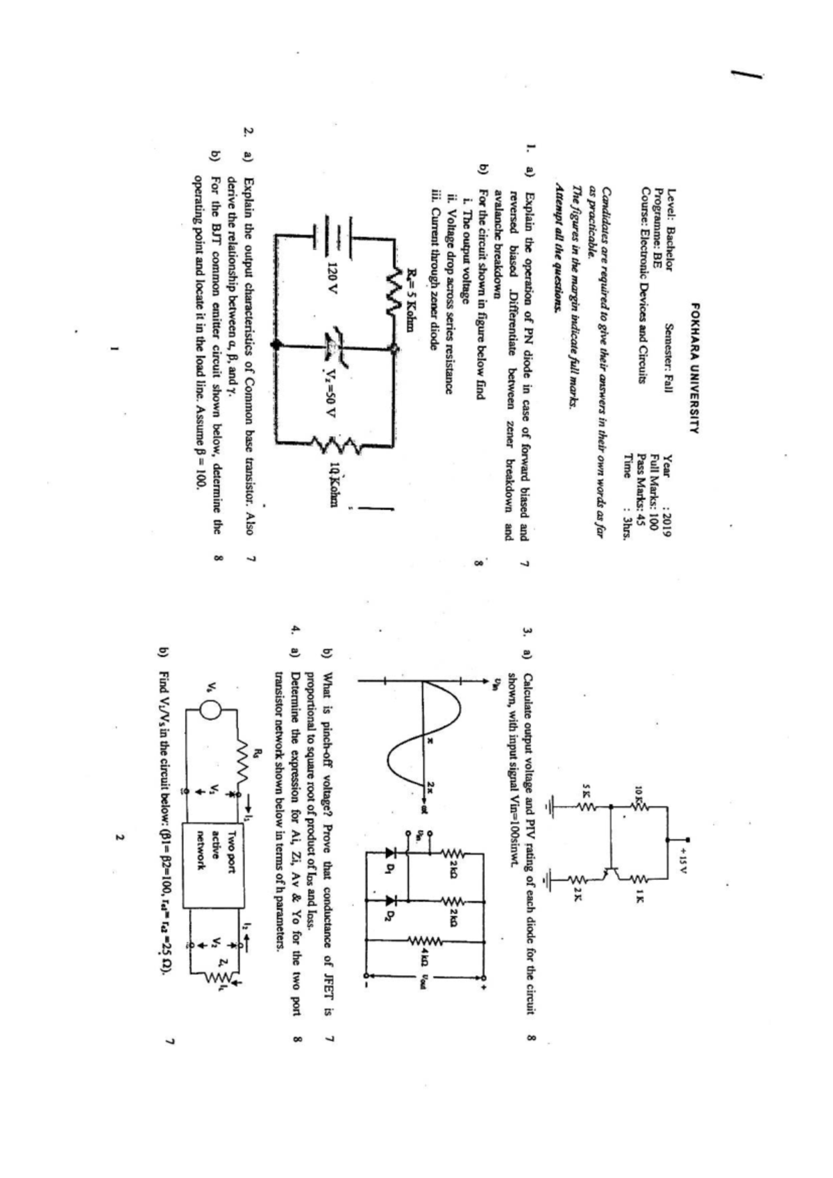 EDC 2019-2023 Past Exam Questions and Solutions for Electronics Devices ...