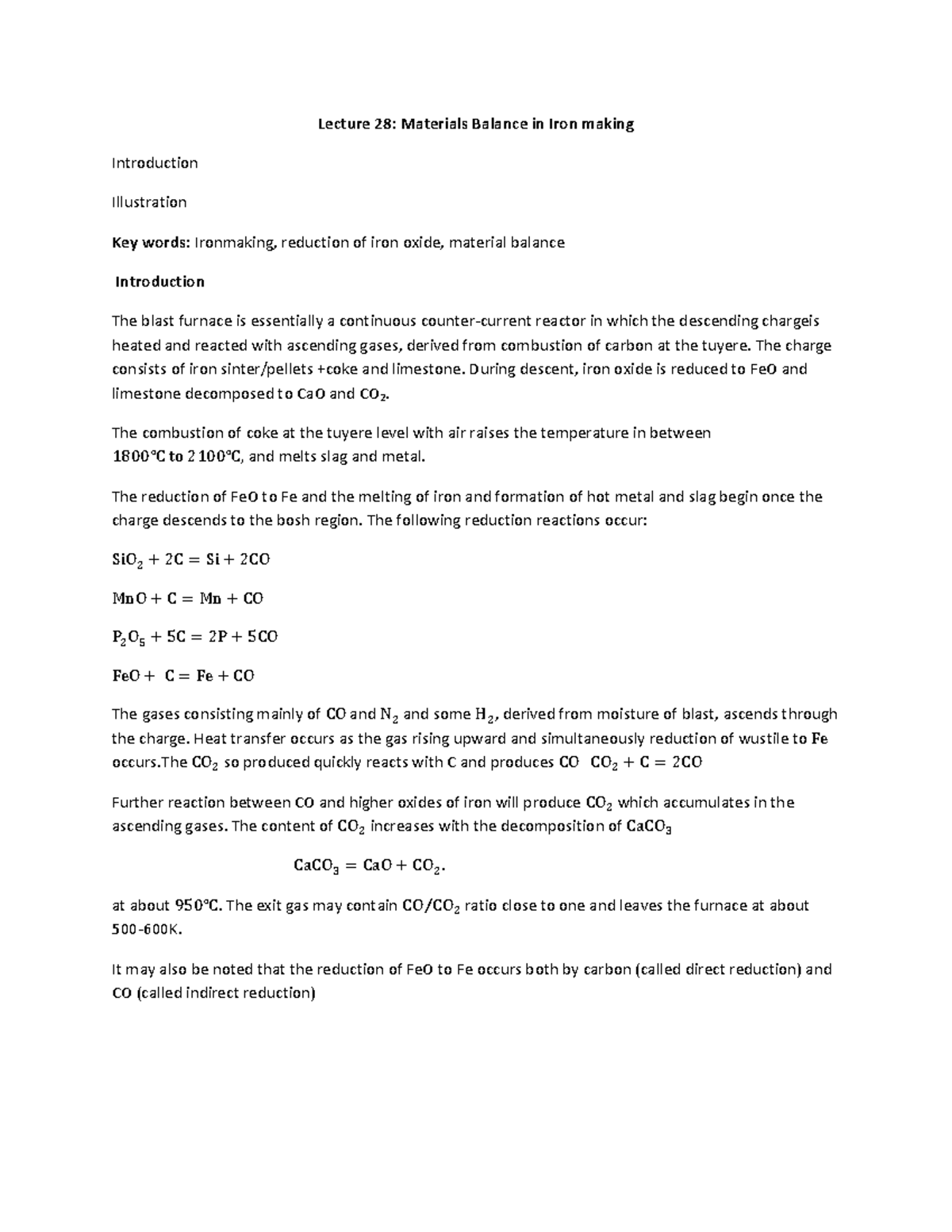 Tutorial 3 - Material Balance in Ironmaking with Blast Furnace ...