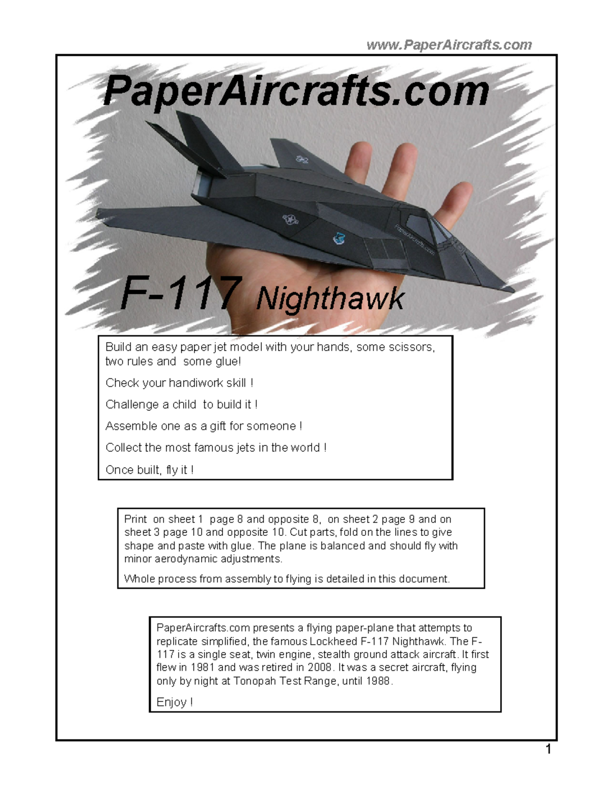 Pdfcoffee - RiitlhxueUtx - F-117 Nighthawk PaperAircrafts Build an easy ...