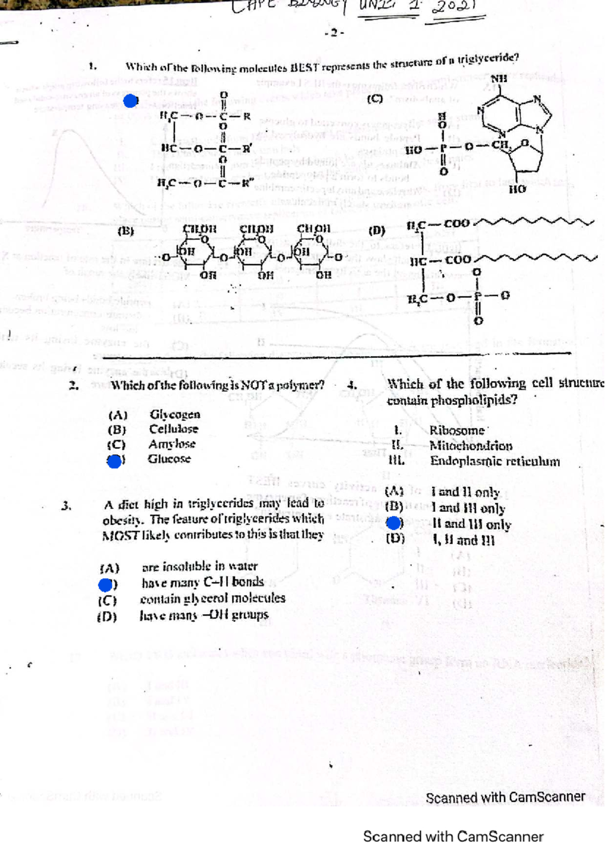 CAPE Biology Unit 1 Paper 1 2021 Mock Exam Review - Studocu