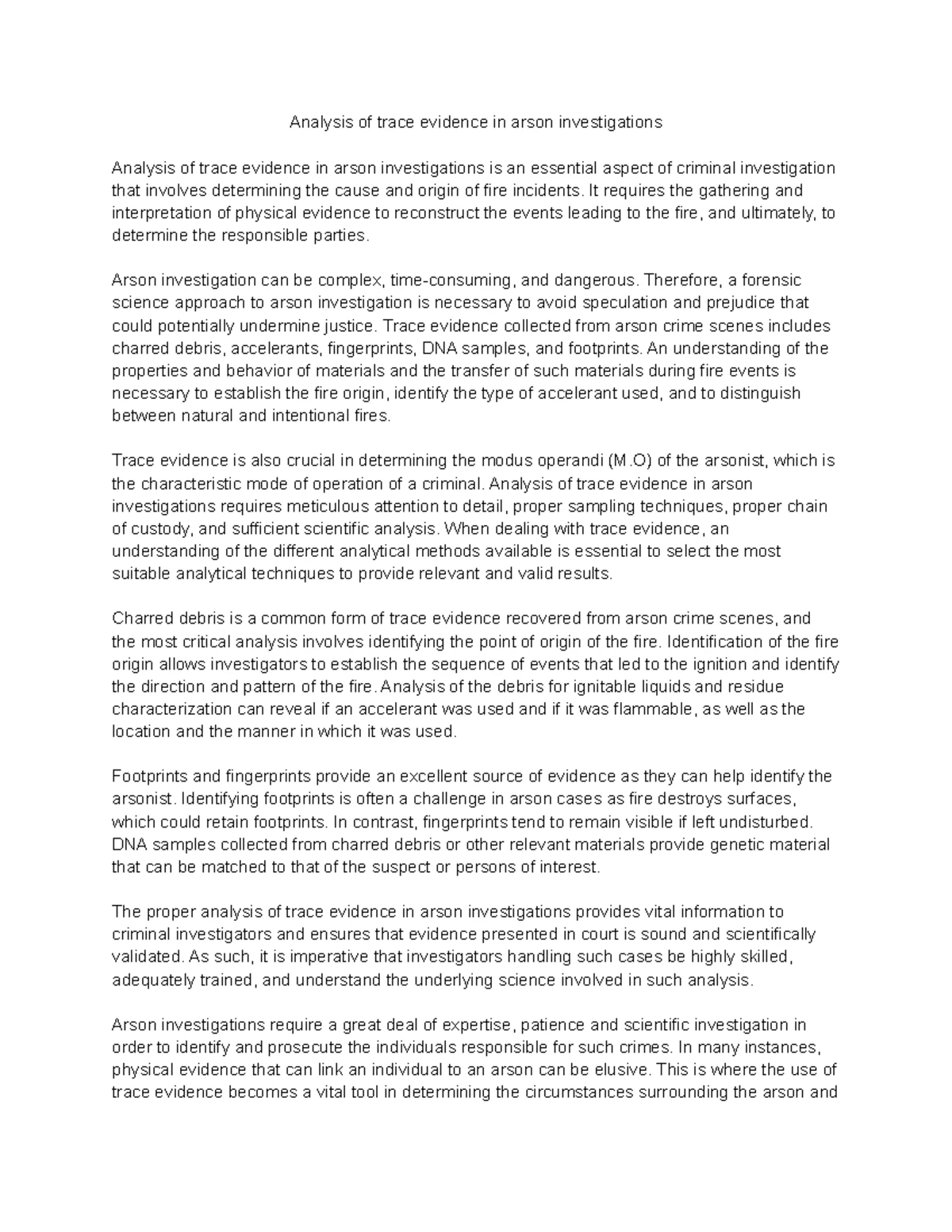 Forensic Analysis of Arson and Fire Debris - Arson is a criminal act ...