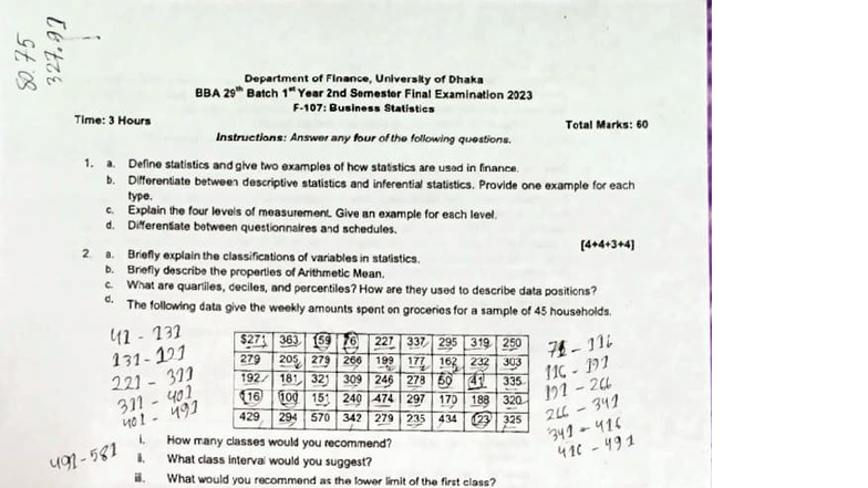 S075 BBA 29 Business Statistics Final Exam Notes - 2nd Sem 2023 - Studocu