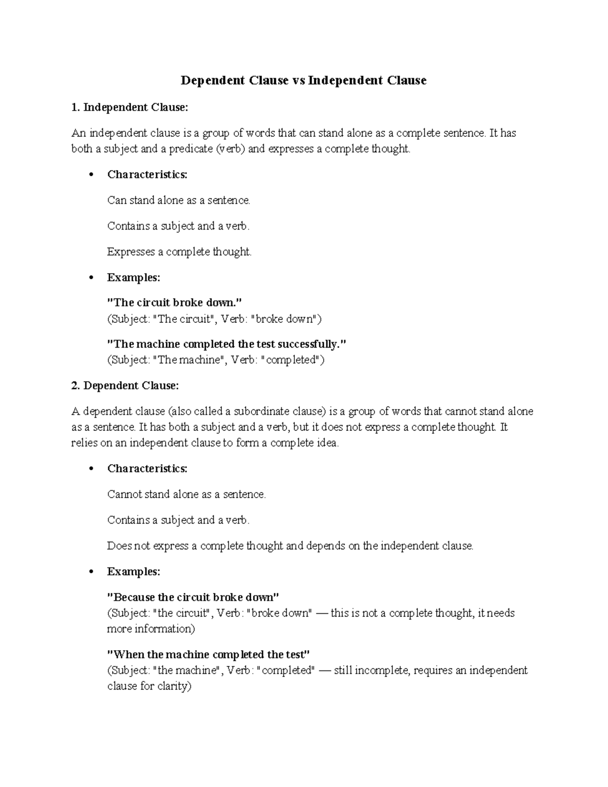 Dependent vs Independent Clauses: Key Differences Explained - Studocu