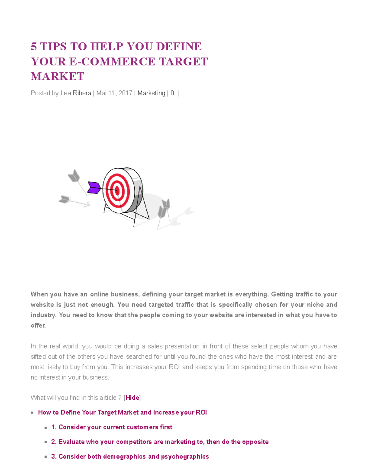 5 Tips for Defining Your E-commerce Target Market Effectively - Studocu