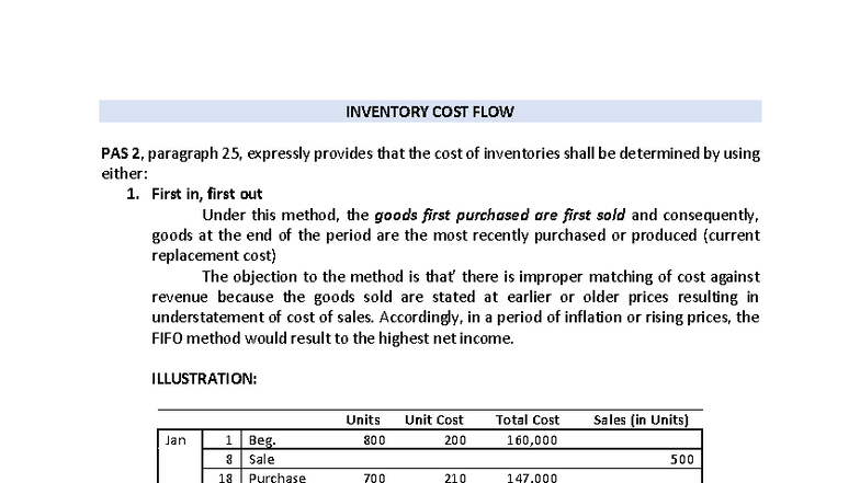 INVENTORY COST FLOW UNDER PAS 2: FIFO & NRV Analysis - Studocu