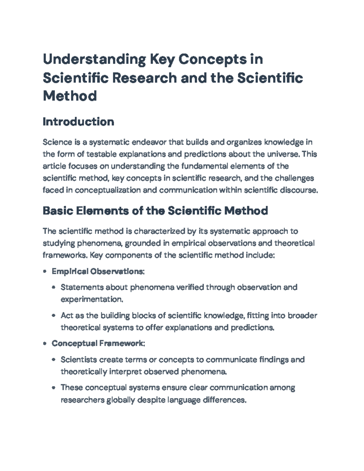 Understanding the Scientific Method: Key Concepts & Challenges in ...