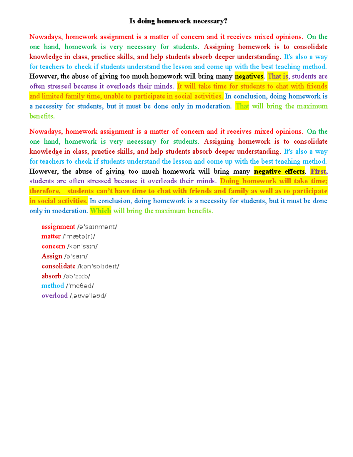 The Necessity of Homework: Balancing Benefits and Overload - Studocu
