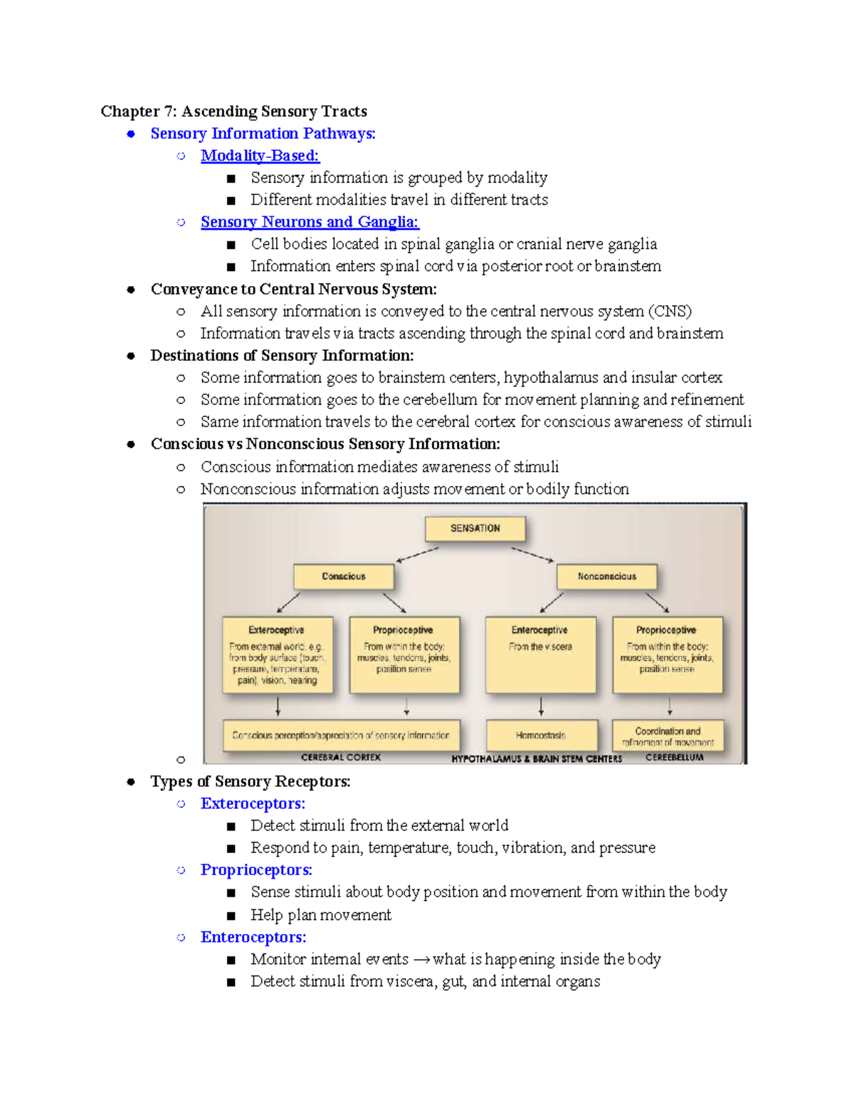 Chapter 7: Overview of Ascending Sensory Tracts & Anterolateral System ...