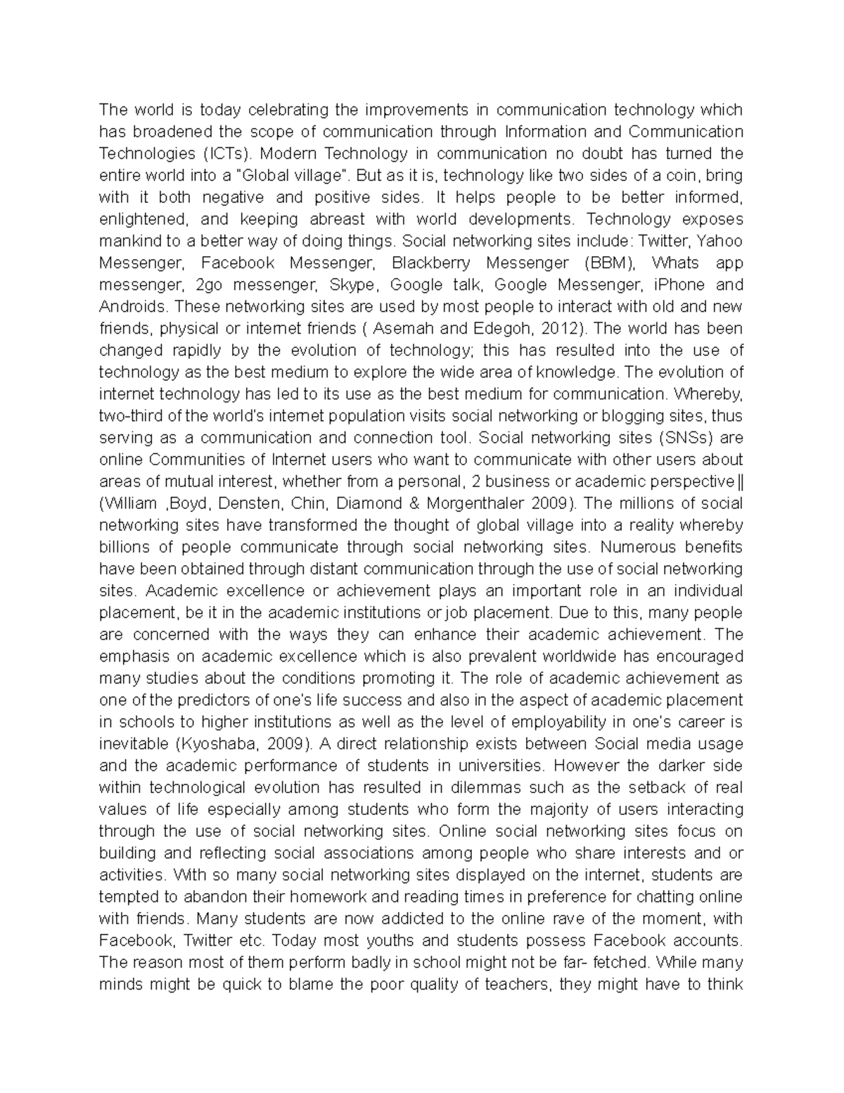The Impact of ICT on Communication: A Global Village Perspective - Studocu