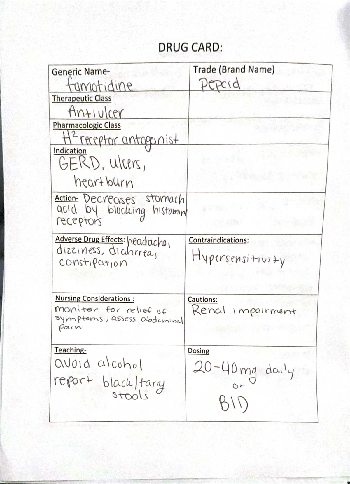 New Drug Cards: Generic & Trade Names for Pharmacologic Classes - Studocu