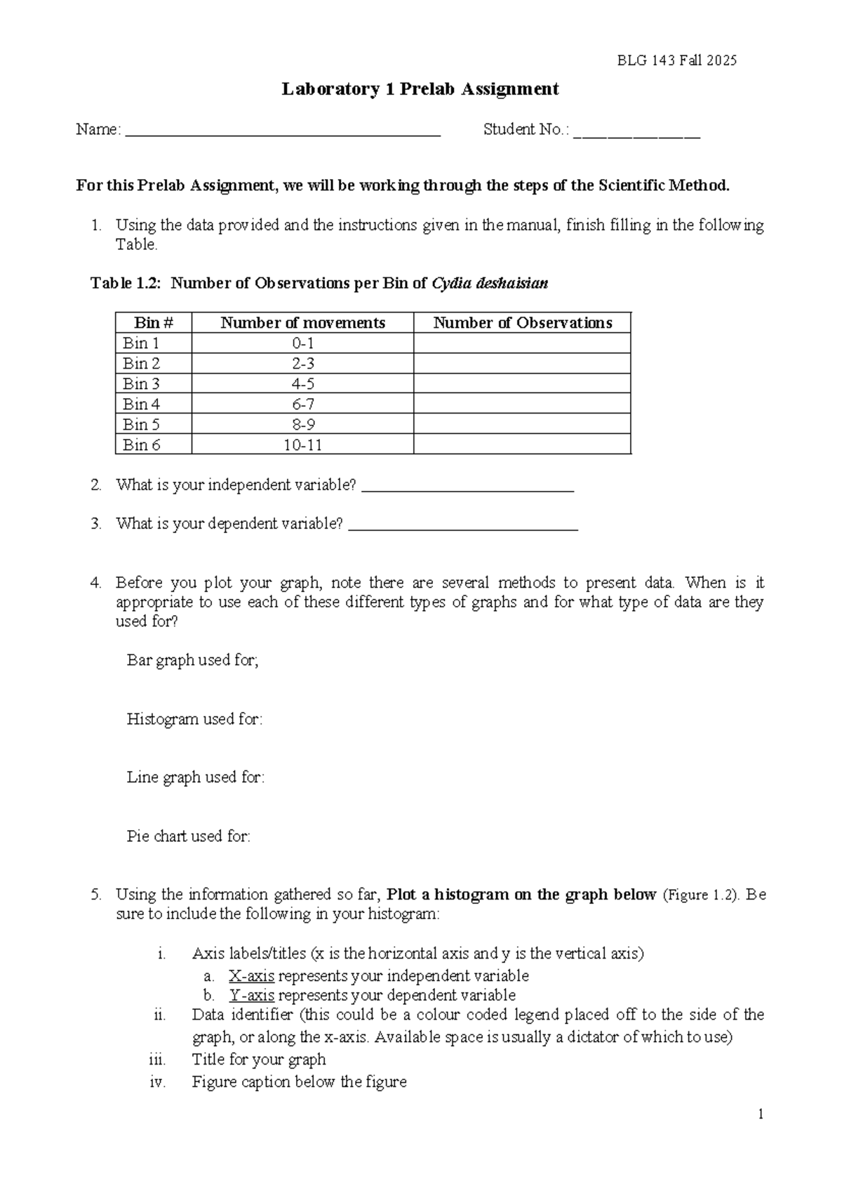 BLG 143 Fall 2025 Prelab Assignment: Scientific Method Steps - Studocu