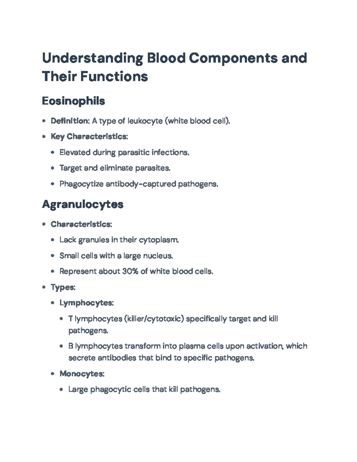 Understanding Blood Components and Their Functions for Biology 101 ...