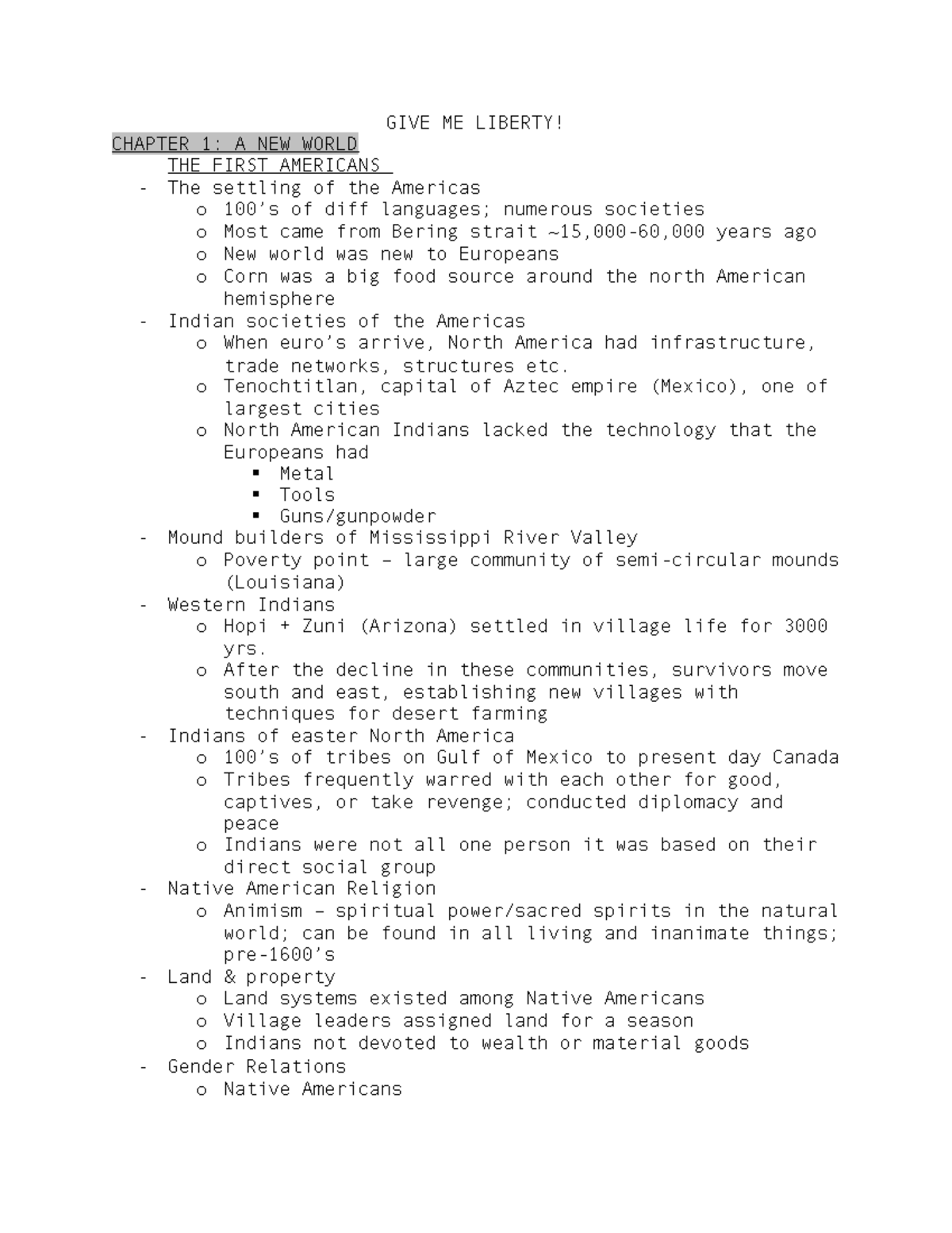 Give me liberty notes - GIVE ME LIBERTY! CHAPTER 1: A NEW WORLD THE ...