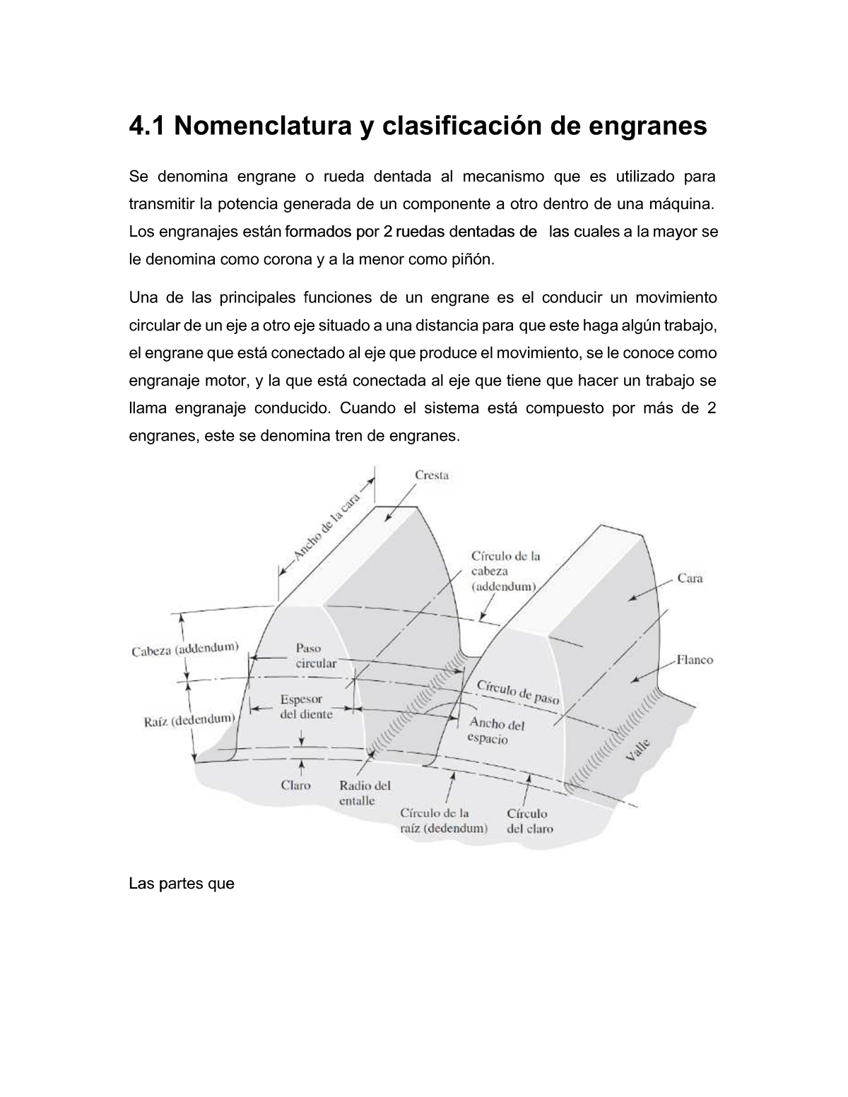 Nomenclatura y Clasificación de Engranes: Conceptos Clave y Tipos - Studocu