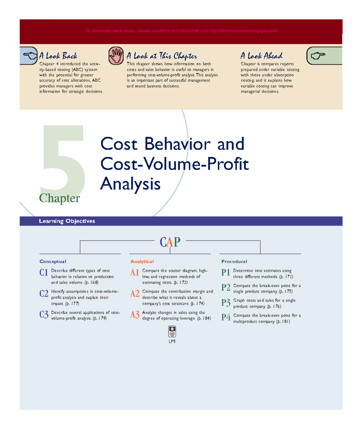 Chapter 5 - Analysis of Cost Behavior & Cost-Volume-Profit (LP) - Studocu
