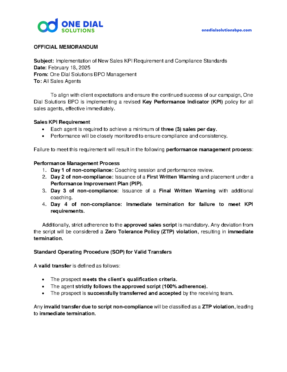 Memorandum for Acknowledgement - OFFICIAL MEMORANDUM Subject ...