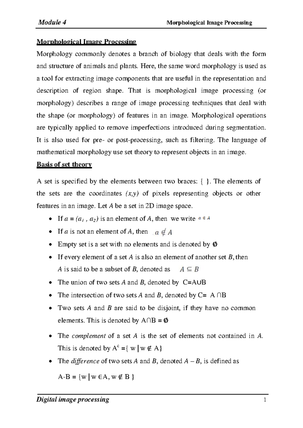 Module 4-1 - Morphological image processing - Morphological Image ...