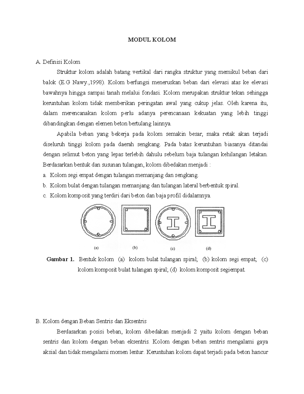 Definisi Kolom dalam Struktur Beton Bertulang: Modul Pembelajaran - Studocu