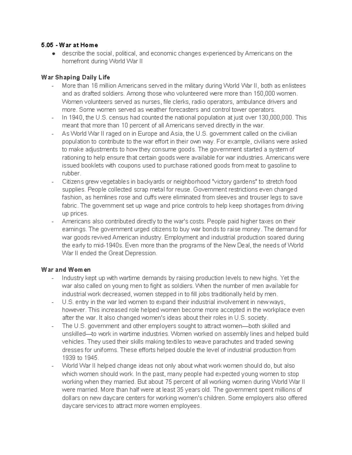 5.05 Social, Political, and Economic Changes in America During WWII ...