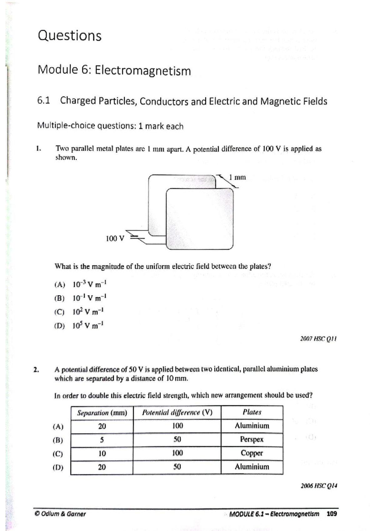 6.1 Electromagnetism - Practice Questions for HSC Physics Exam - Studocu