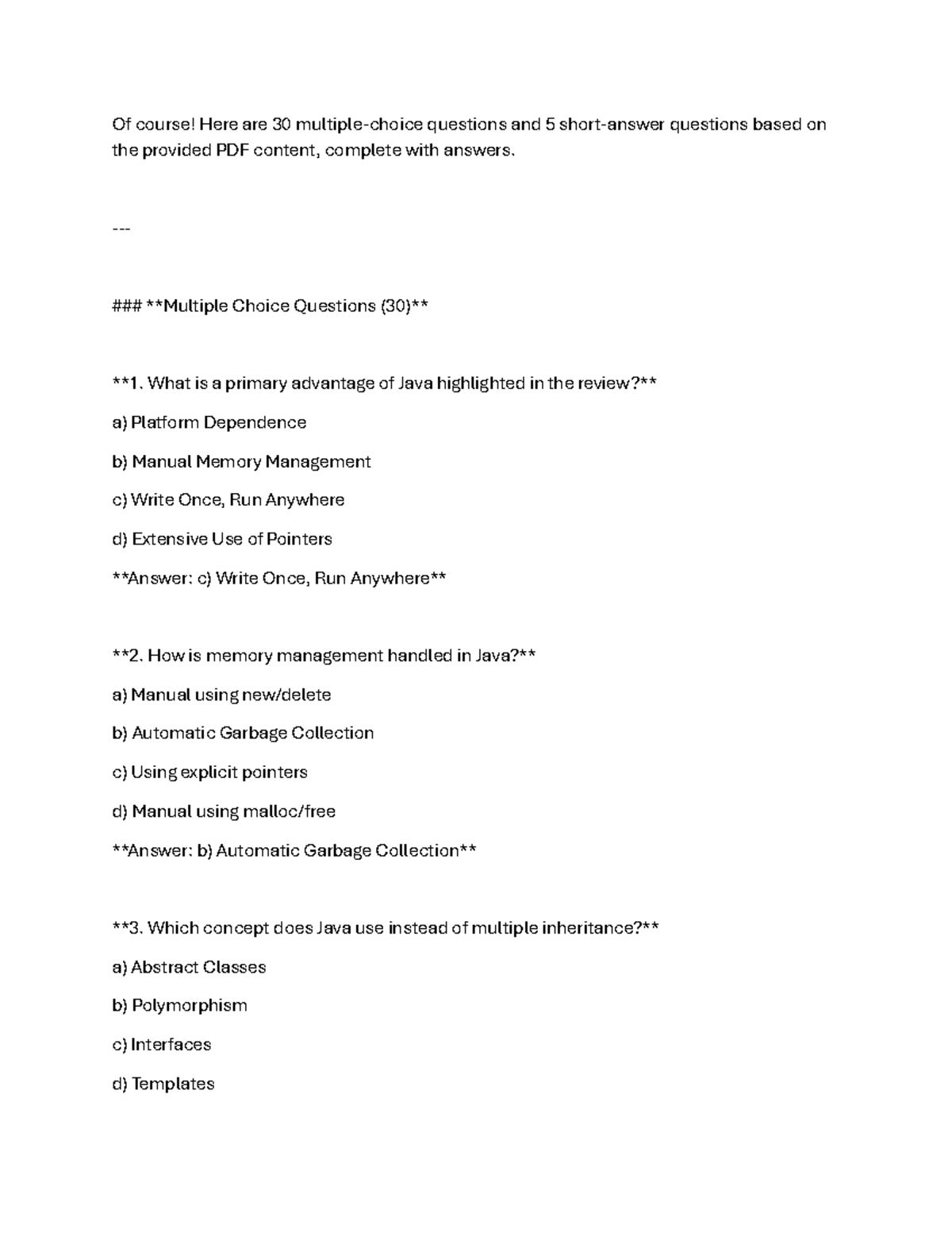 OOP Practice Questions for Java (CS101) - Studocu