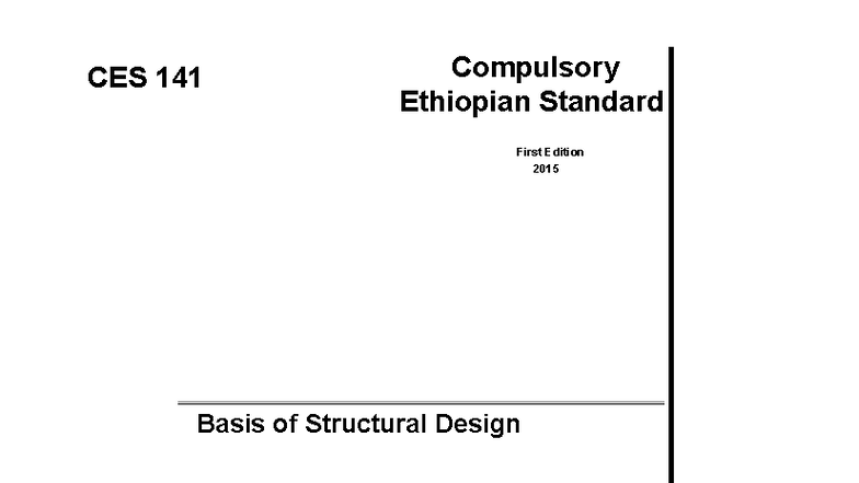 Ethiopian Standard CES 141-2015: Basis of Structural Design - Studocu