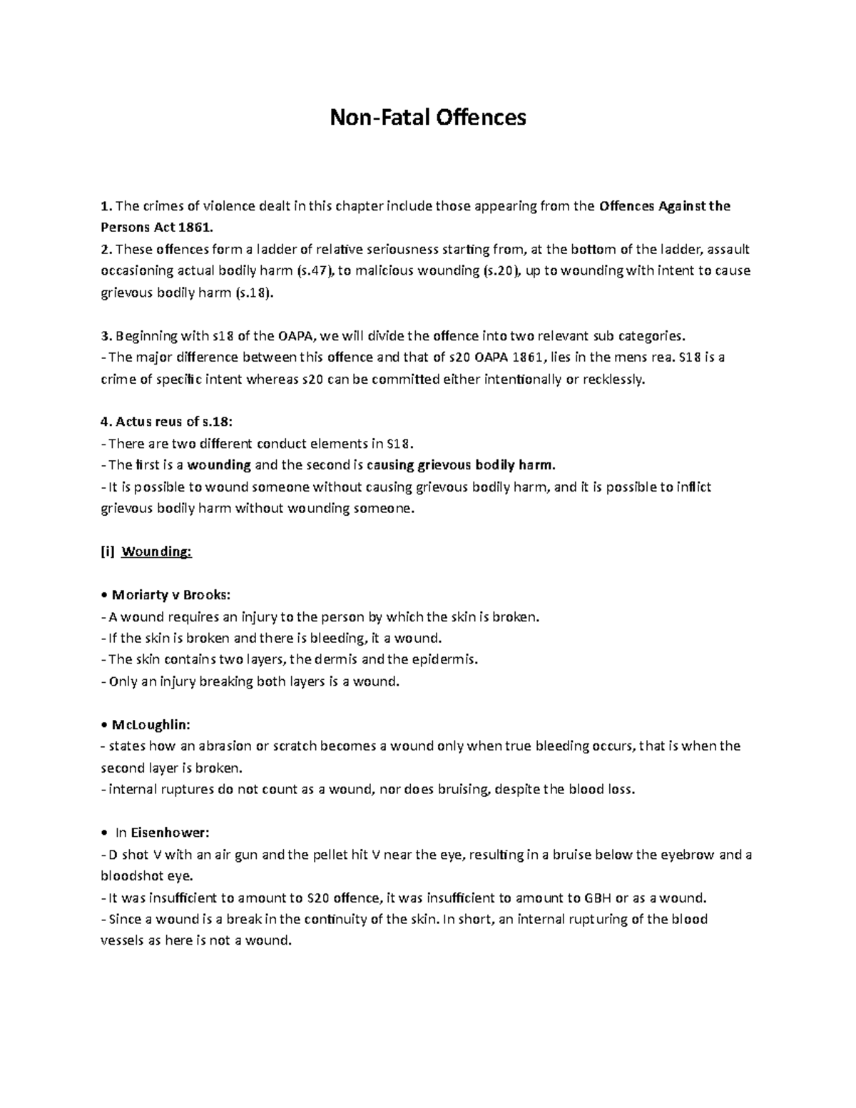 Non-Fatal Offences: Detailed Essay on OAPA 1861 - Studocu